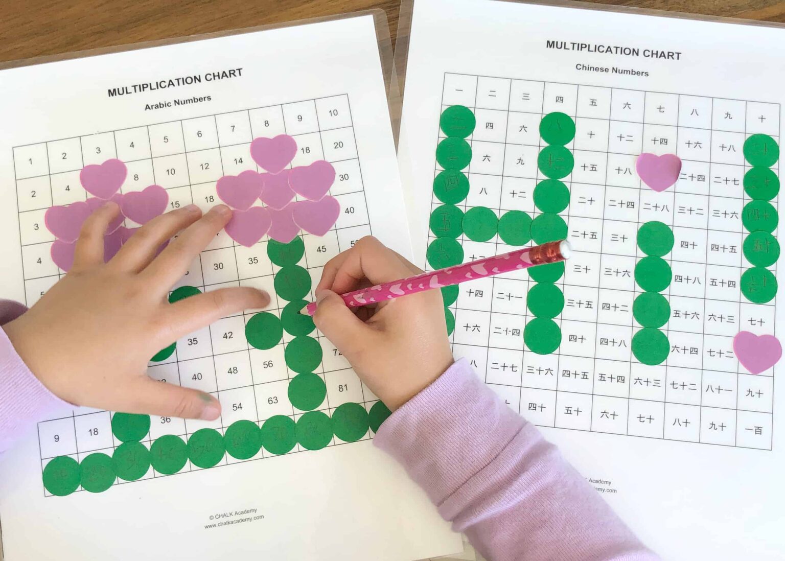 Montessori Pythagoras Board and Bilingual Multiplication Chart